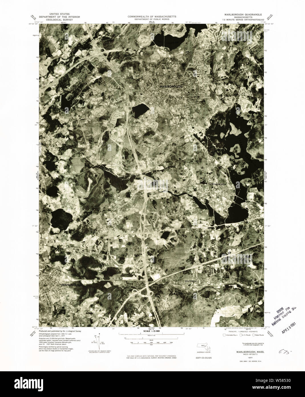 Massachusetts USGS Historical Topo Map MA Marlborough 351086 1977 25000 ...