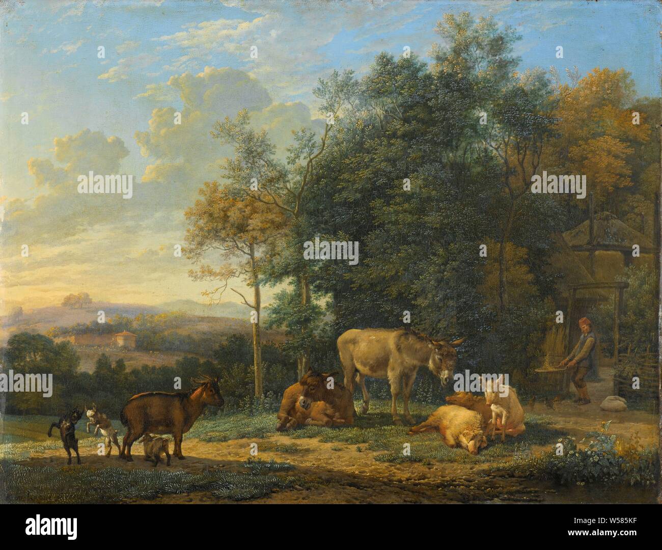 Landscape with two Donkeys, Goats and Pigs Landscape with two Donkeys, goats and Pigs, Animals ...