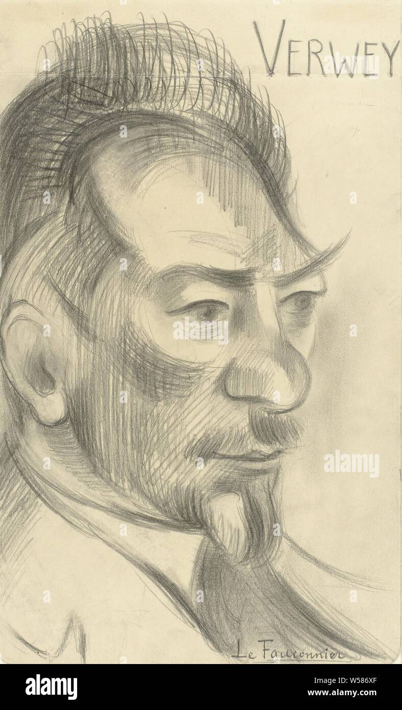 Portrait of the writer Albert Verwey, portrait, self-portrait of artist ...