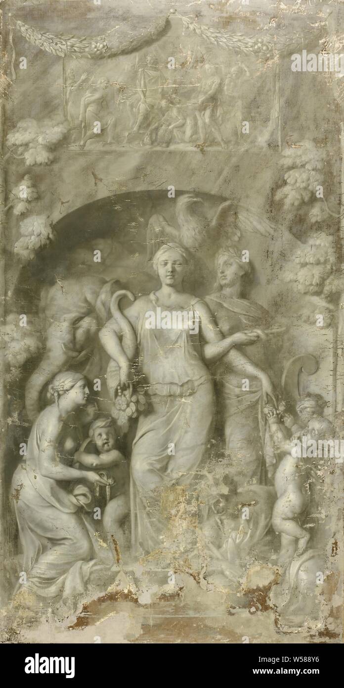 Female personification distributes money hi-res stock photography and ...