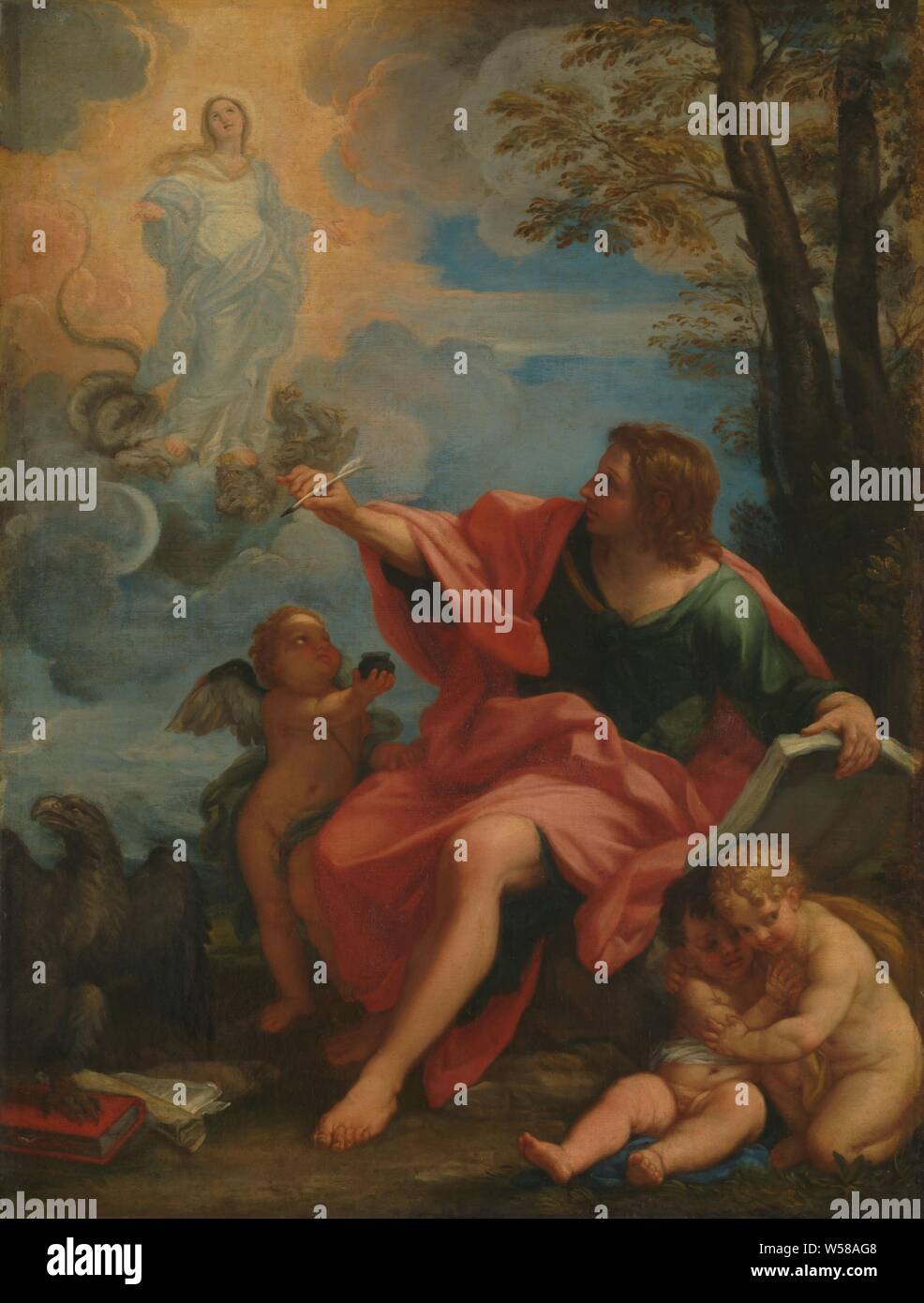 Saint John the Evangelist on Patmos, The evangelist John writing on the ...