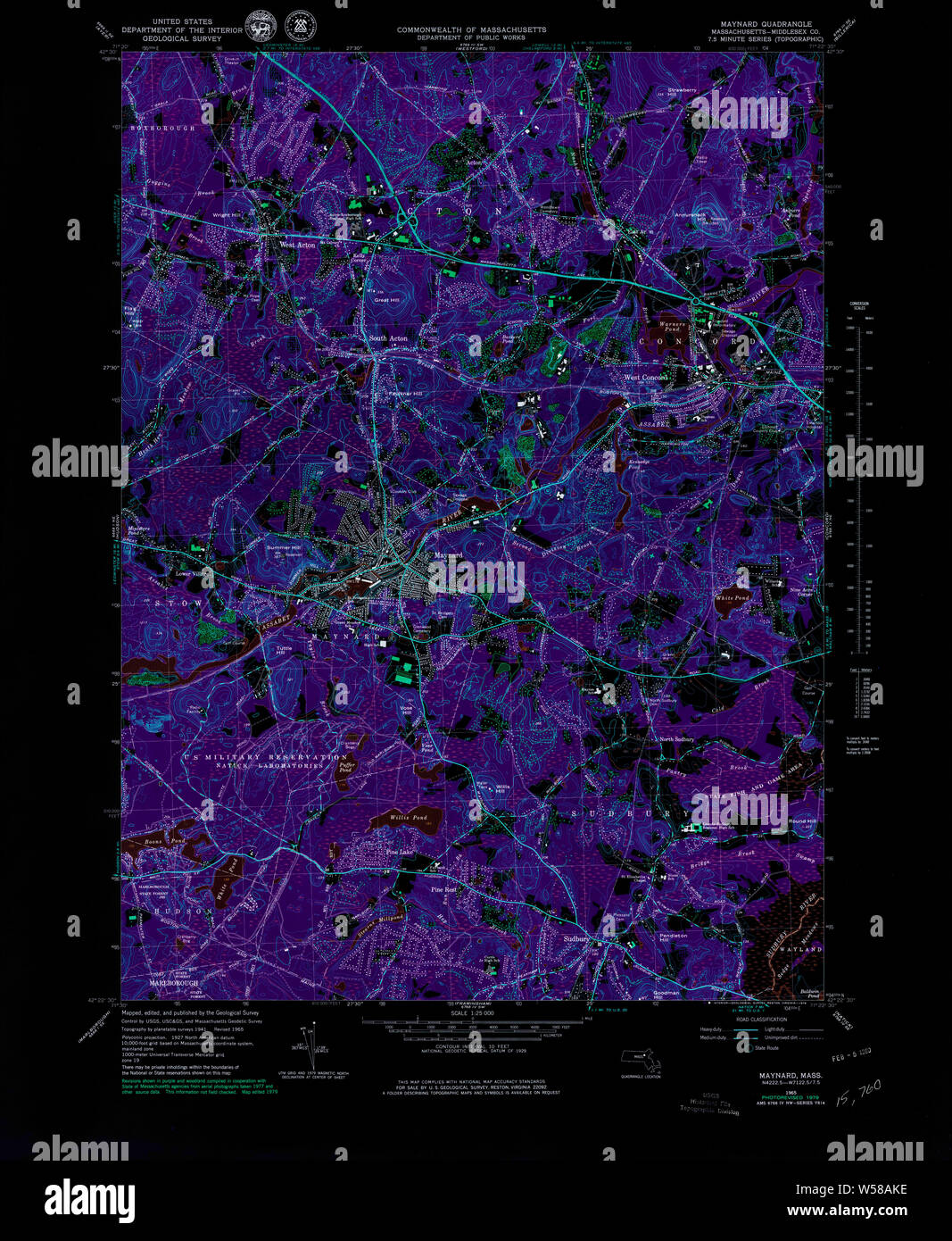 Massachusetts USGS Historical Topo Map MA Maynard 351095 1965 25000 ...