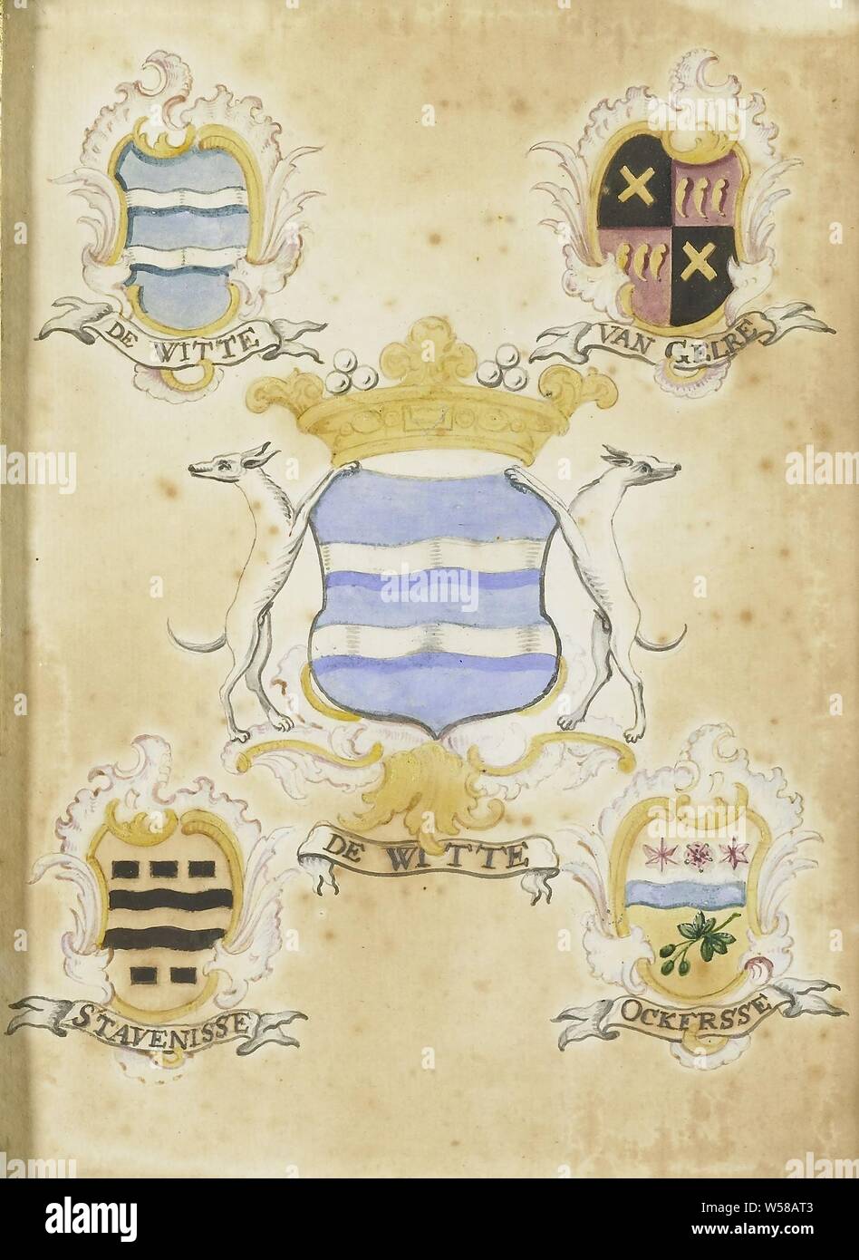 The coat of arms of Anna Jacoba de Witte, wife of Jacob Verheye of ...