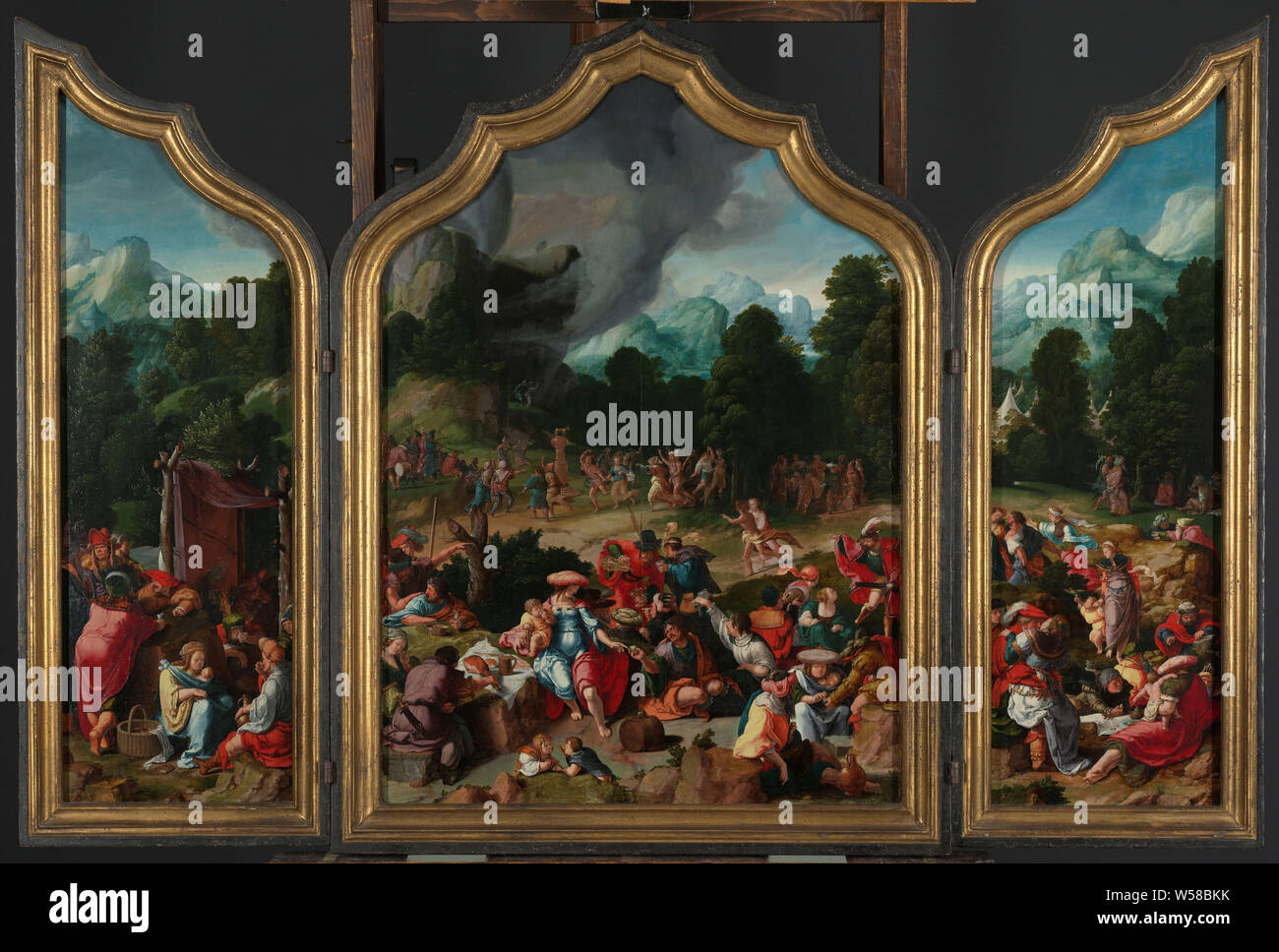 Worship of the Golden Calf, Lucas van Leyden, c. 1530, biblical scene ...