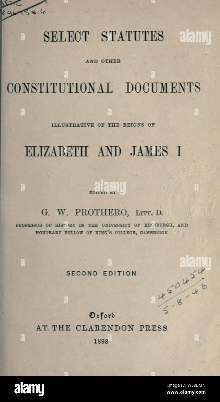 Selected statutes and other constitutional documents illustrative of ...