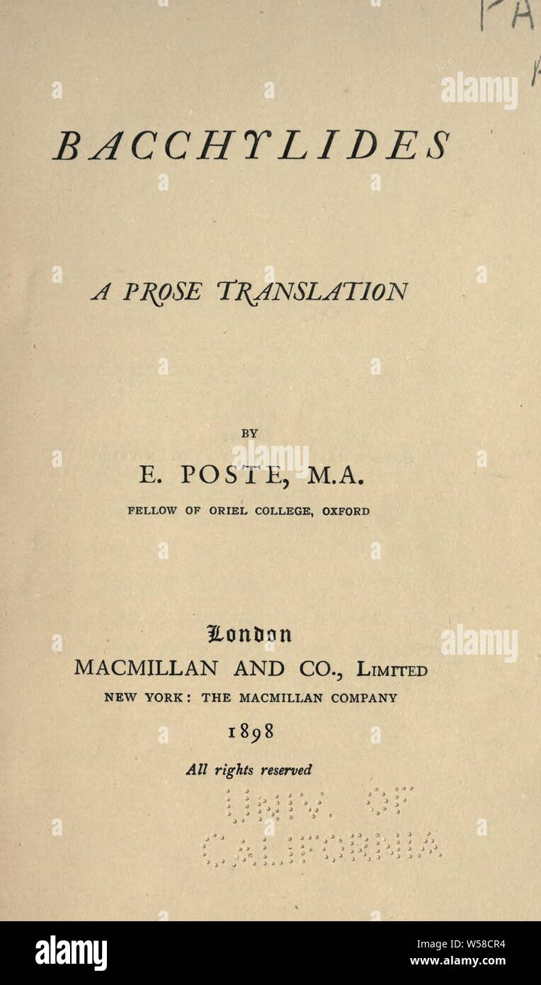 Bacchylides hi-res stock photography and images - Alamy