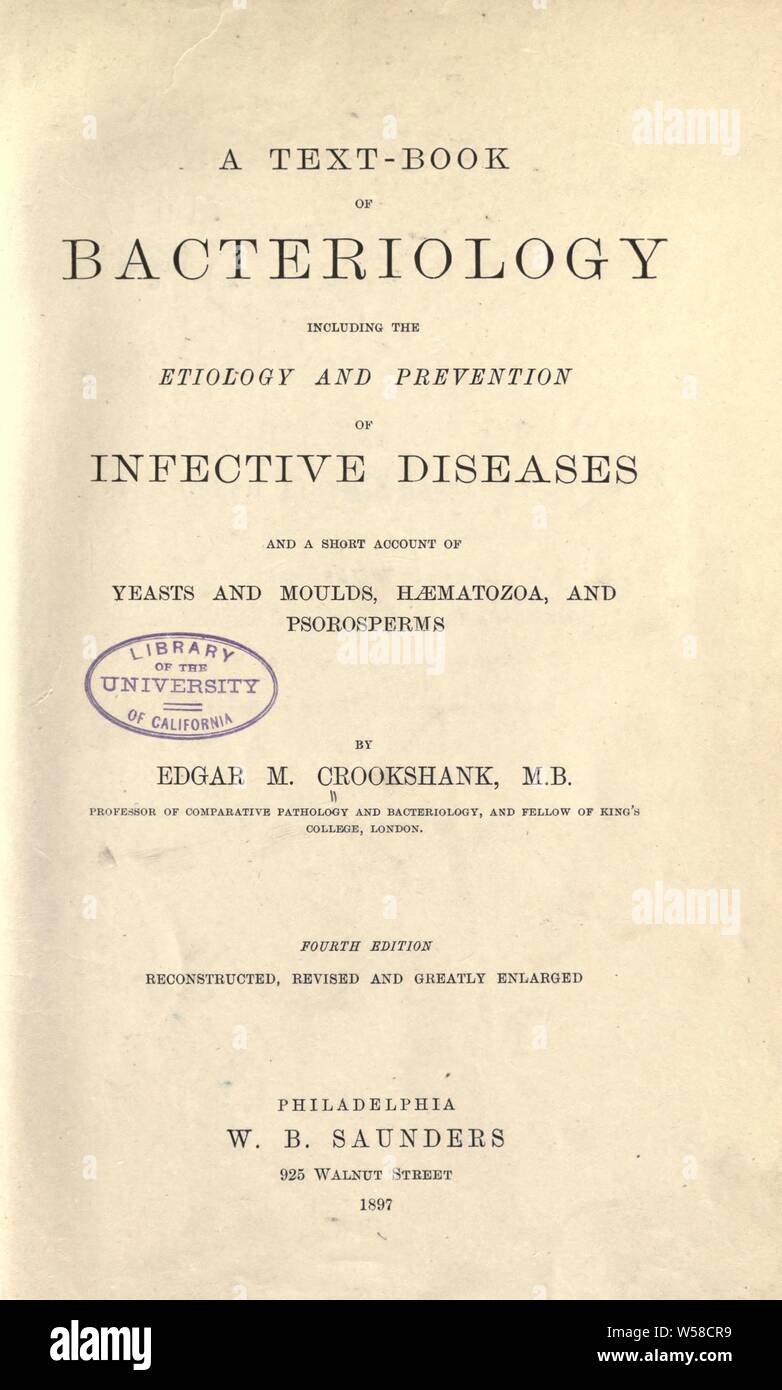 A textbook of bacteriology : including the etiology and prevention of ...