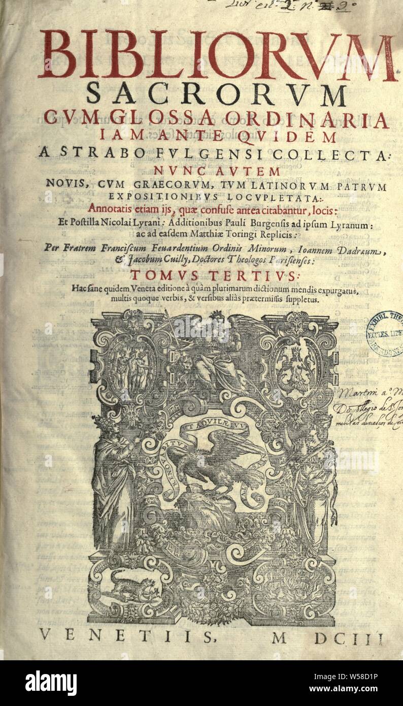 Bibliorum sacrorum cum glossa ordinaria : Strabus, Fulgensis Stock ...