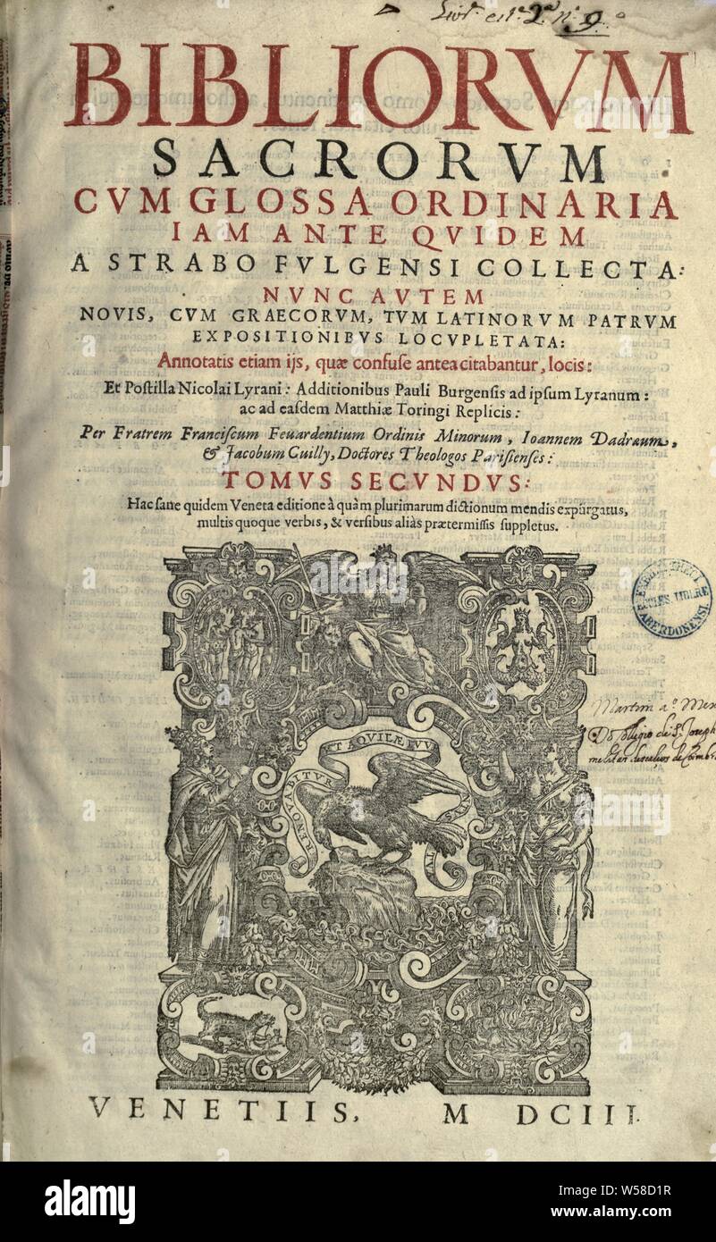 Bibliorum sacrorum cum glossa ordinaria : Strabus, Fulgensis Stock ...