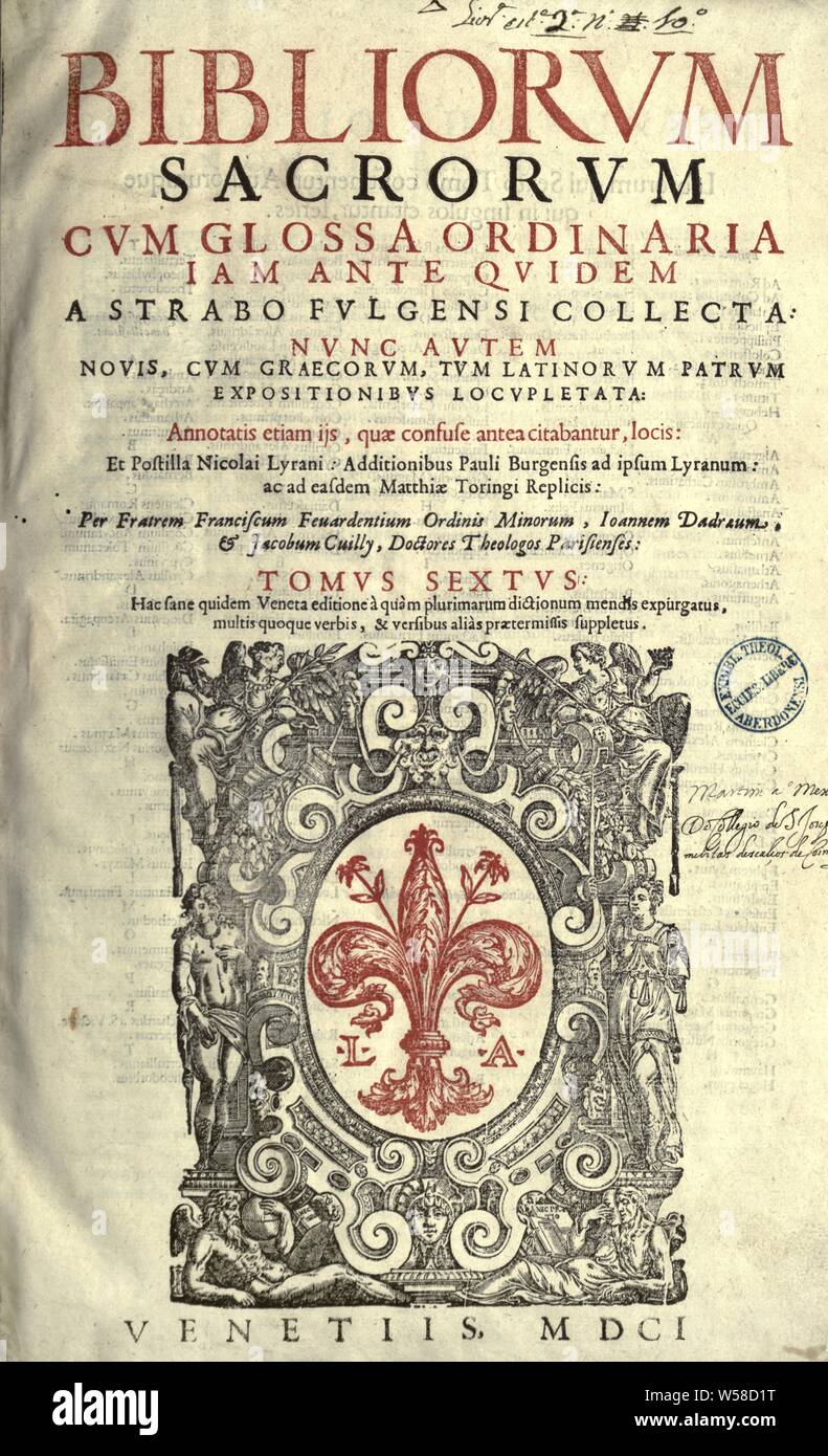 Bibliorum sacrorum cum glossa ordinaria : Strabus, Fulgensis Stock ...
