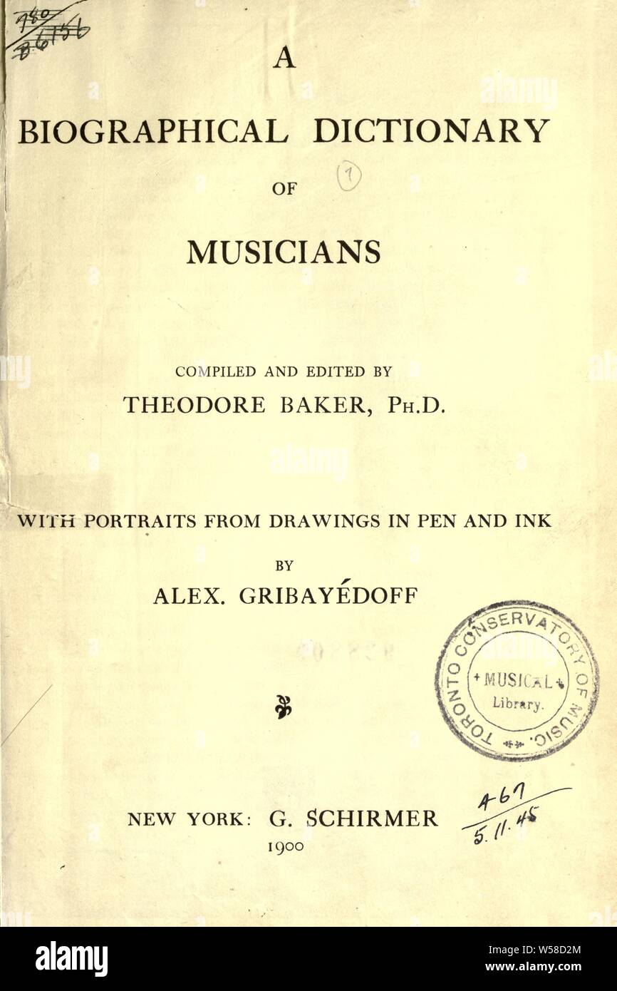 A biographical dictionary of musicians. [With portraits from drawings ...