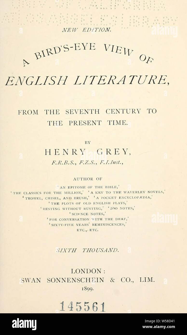 A bird's eye view of English literature, from the seventh century to ...