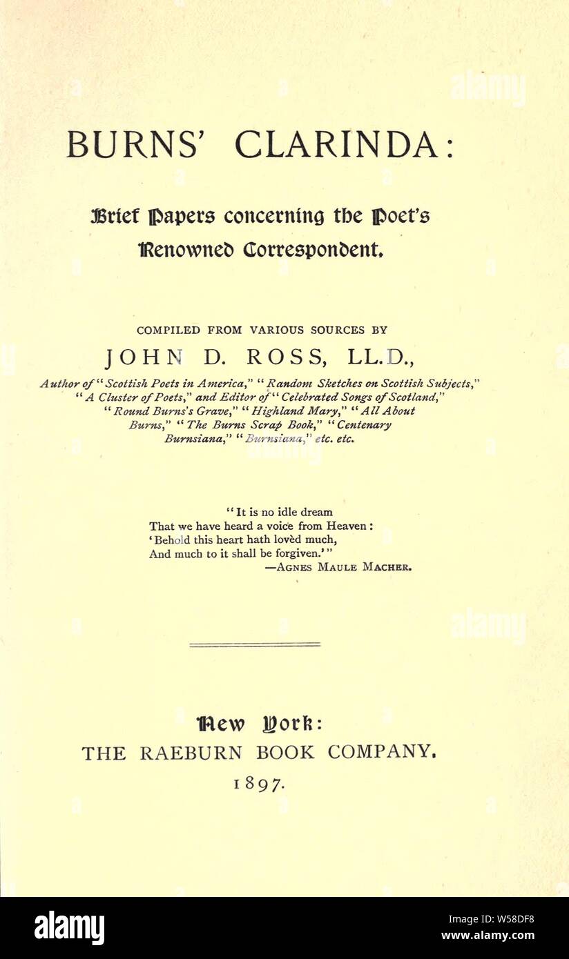 Burns clarinda hi-res stock photography and images - Alamy