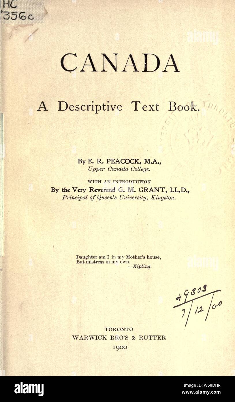 Canada : a descriptive text book : Peacock, E. R. (Edward Robert), Sir ...