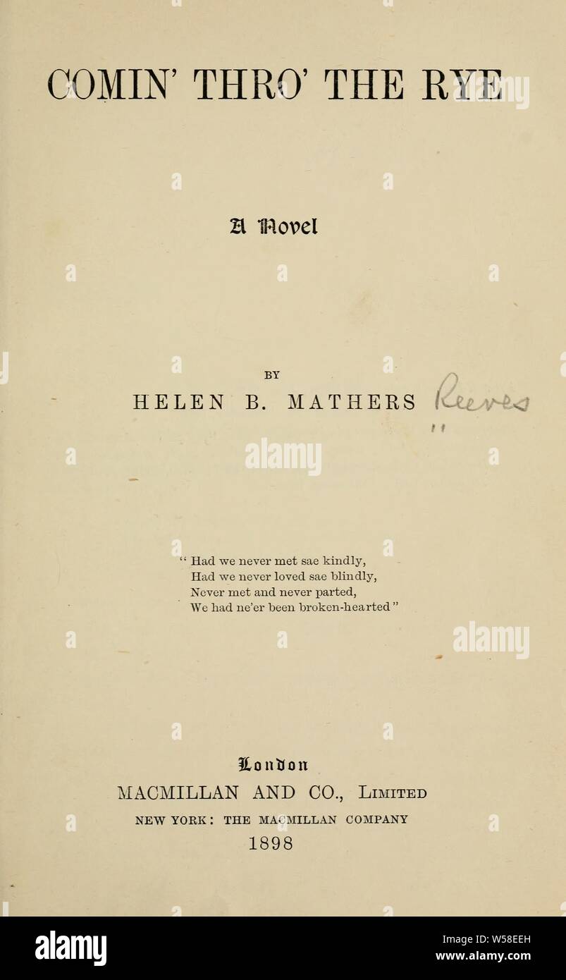 Comin thro hi-res stock photography and images - Alamy