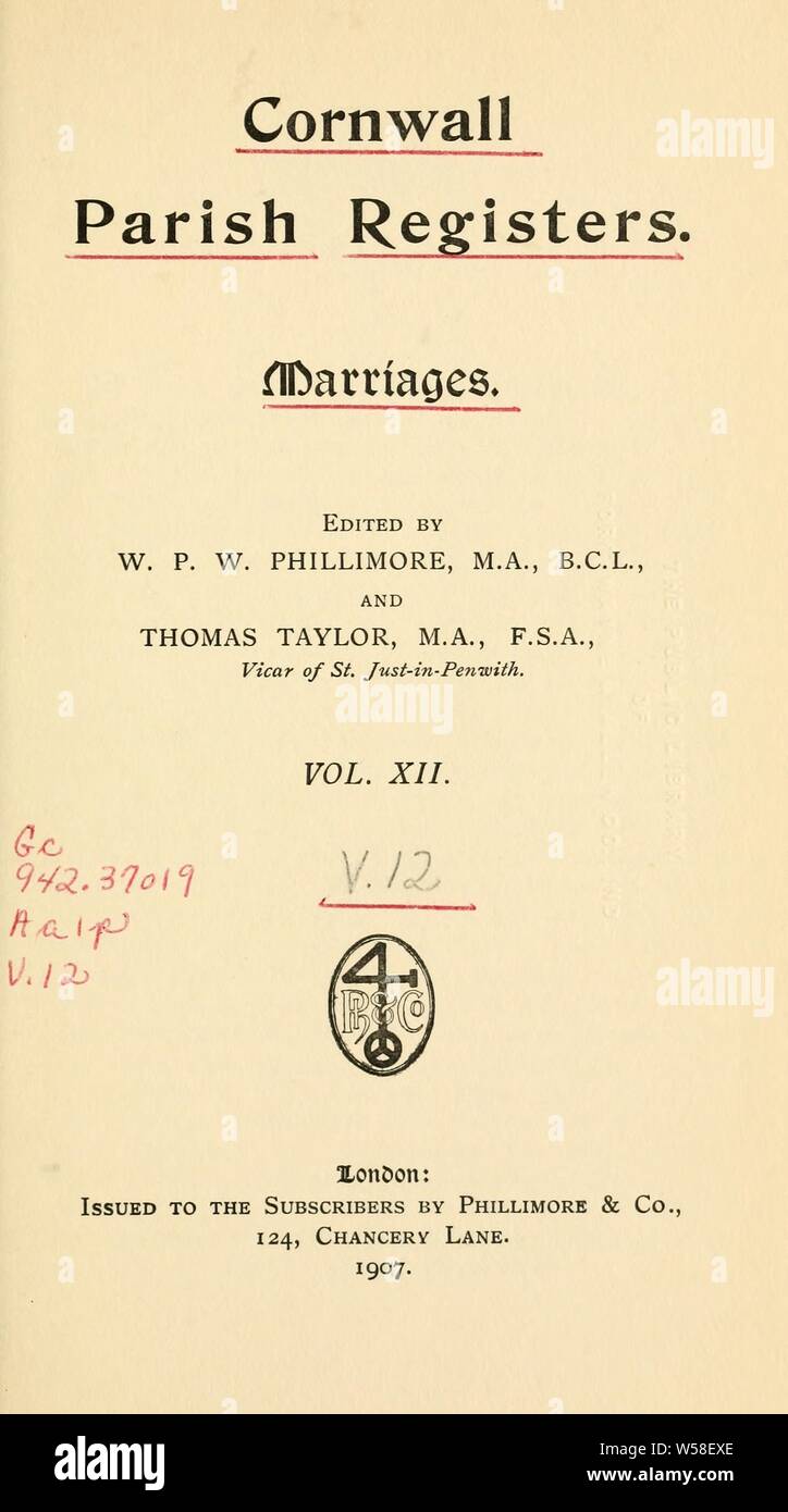 Cornwall parish registers hi-res stock photography and images - Alamy