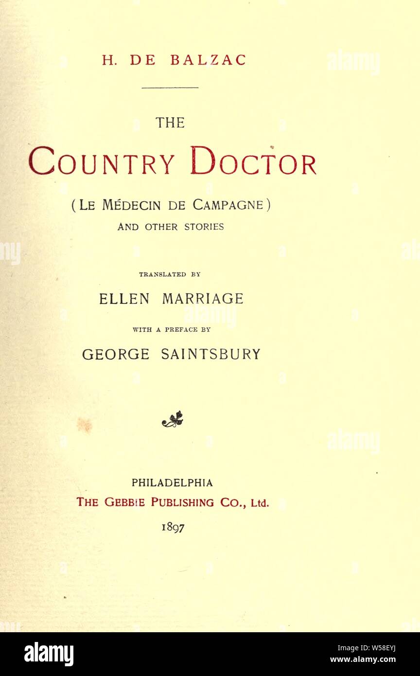 The country doctor and other stories : Balzac, Honoré de, 1799-1850 ...