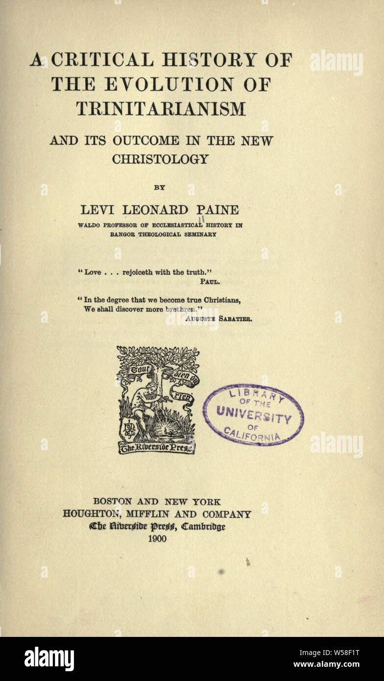 A critical history of the evolution of trinitarianism, and its outcome ...