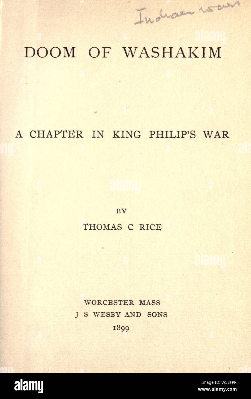 Doom of Washakim; a chapter in King Philip's war : Rice, Thomas Cary ...