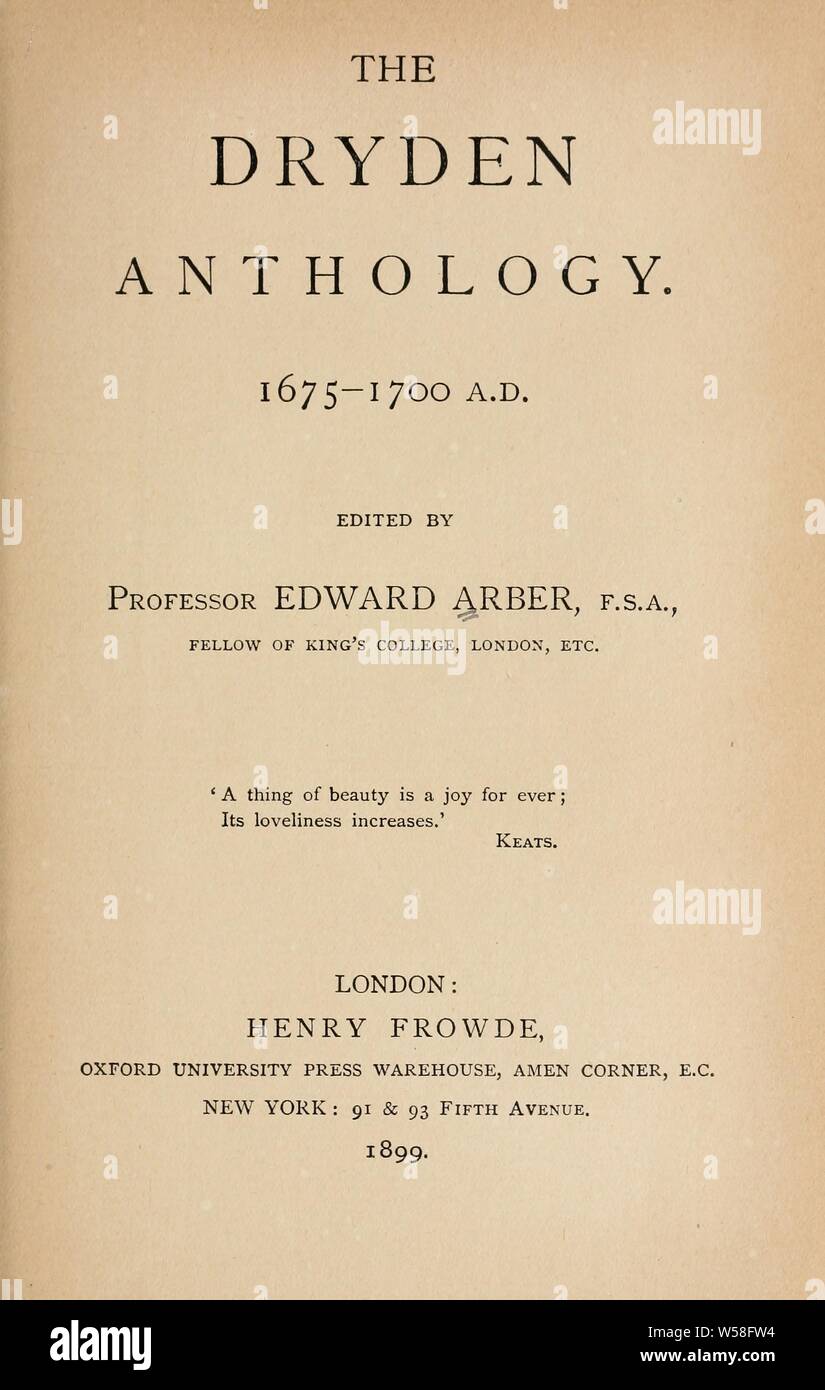 Dryden anthology hi-res stock photography and images - Alamy