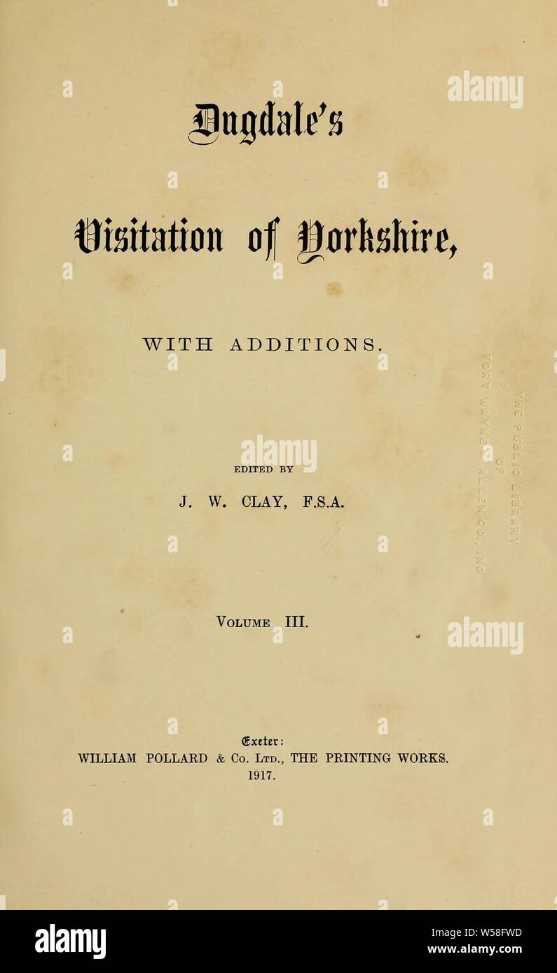 Dugdale's Visitation of Yorkshire, with additions : Dugdale, William ...