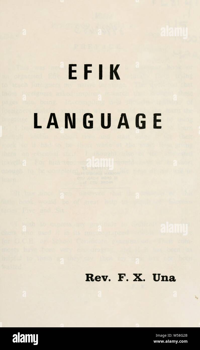 Efik language : Una, F. X Stock Photo - Alamy