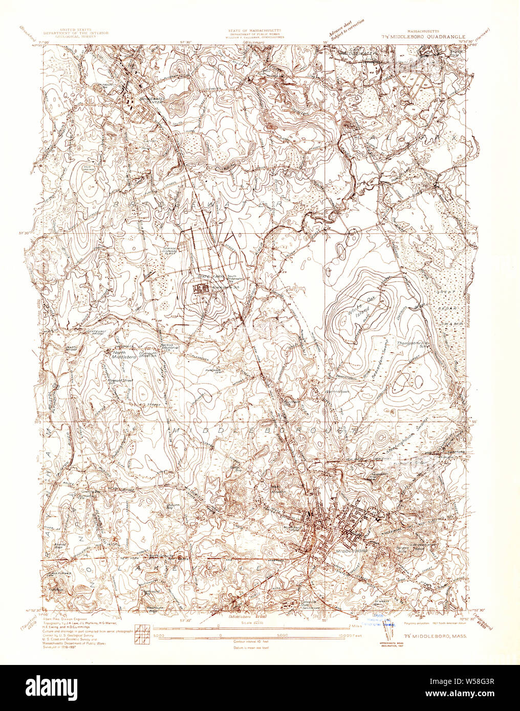 Massachusetts USGS Historical Topo Map MA Middleboro 350288 1937 24000 ...