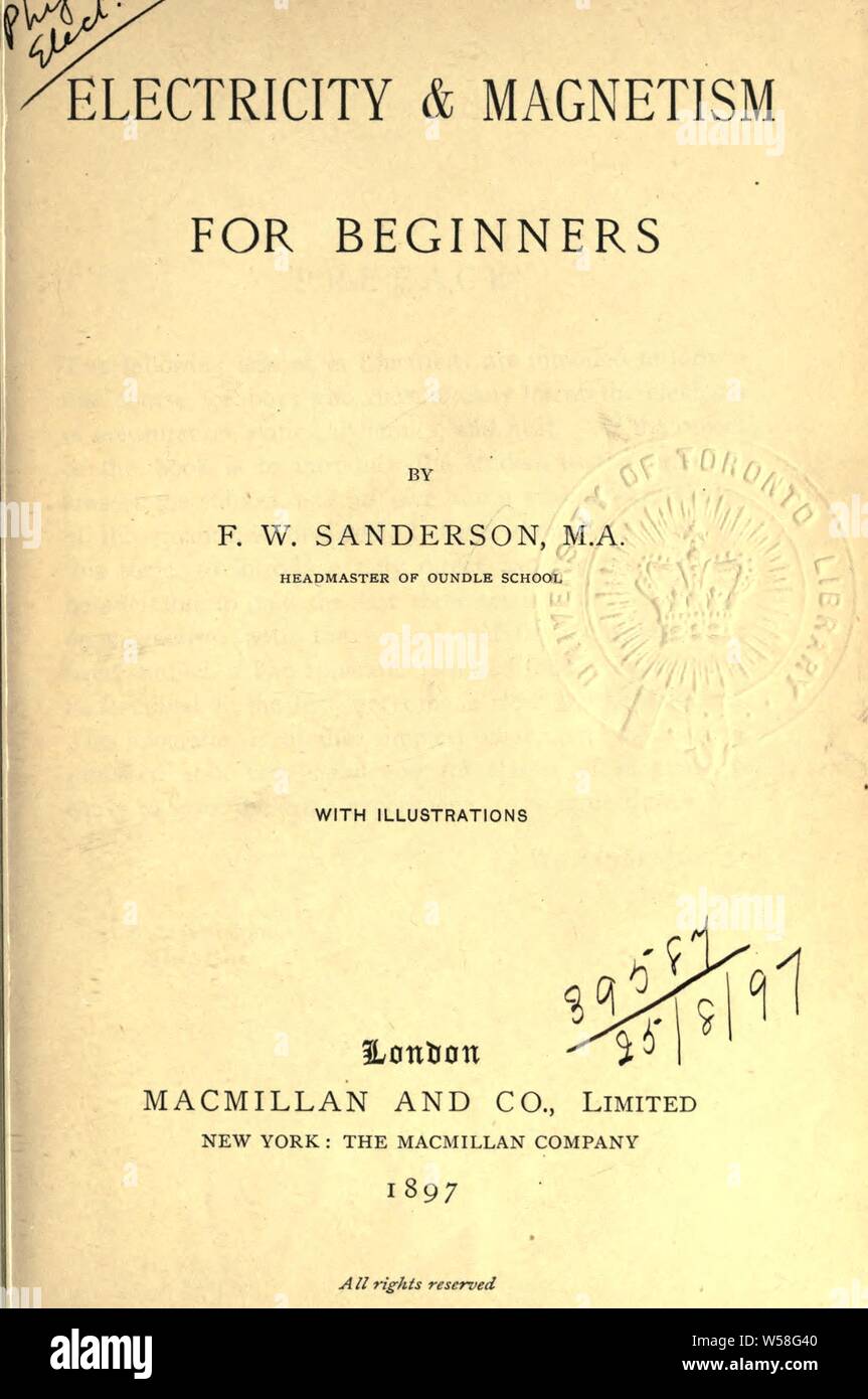 Electricity and magnetism for beginners : Sanderson, Frederick William ...