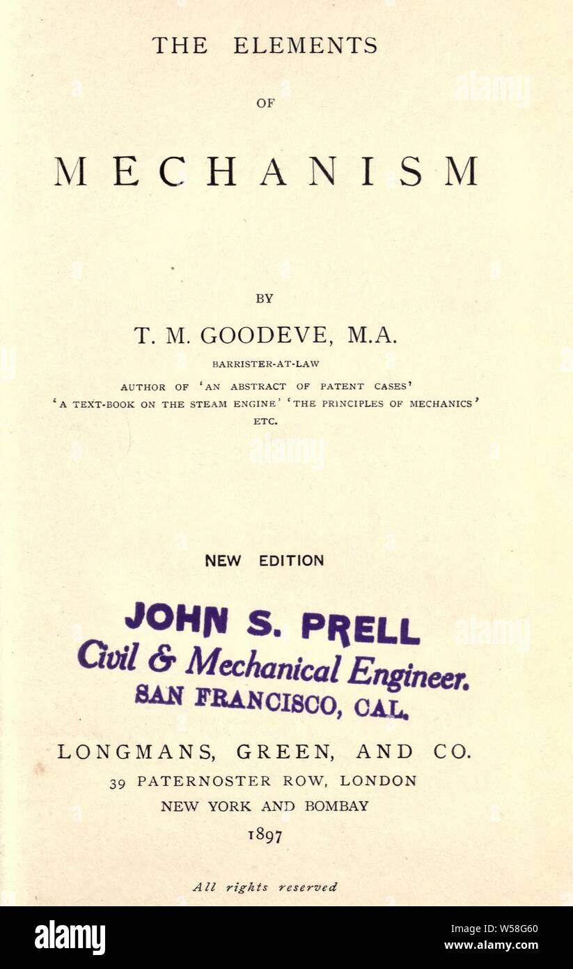 The elements of mechanism : Goodeve, T. M. (Thomas Minchin), b. 1821 ...