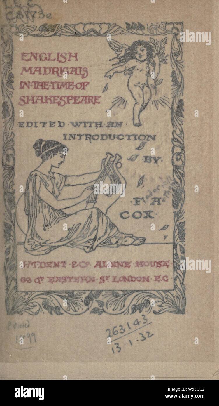 English madrigals in the time of Shakespeare : Cox, Frederick Arthur ...