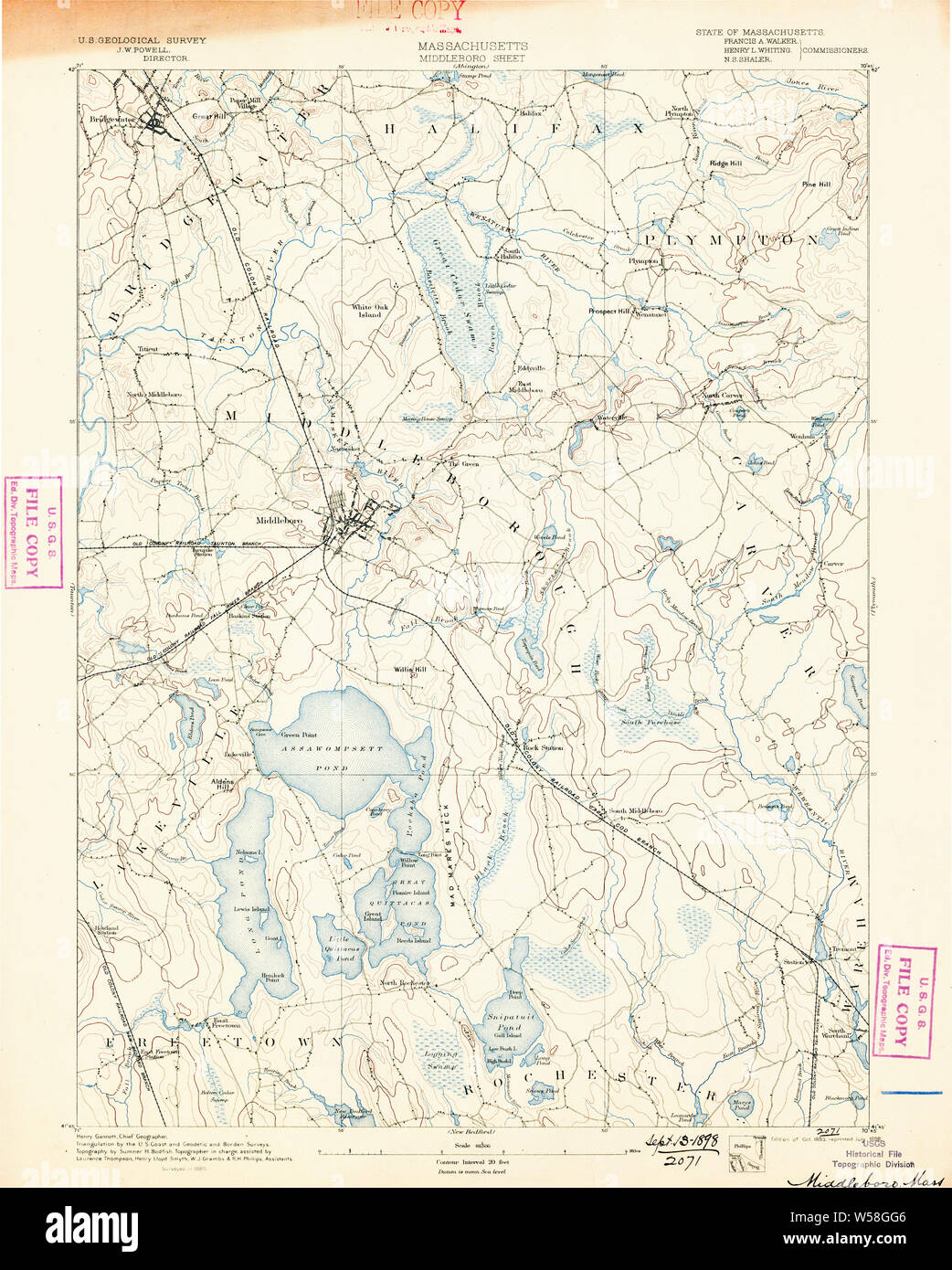 Massachusetts USGS Historical Topo Map MA Middleboro 352848 1893 62500 ...