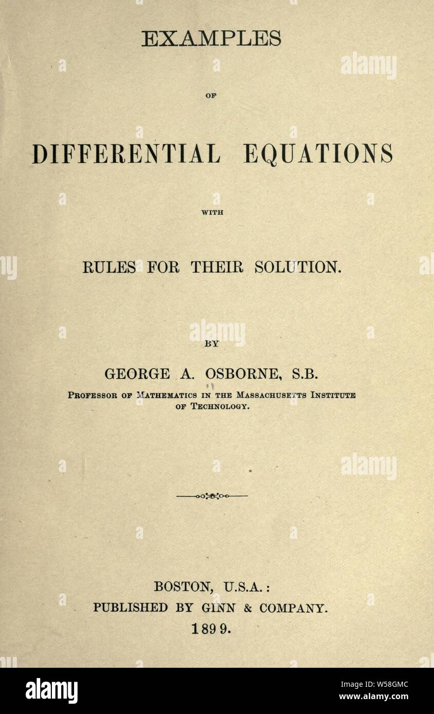 Examples of differential equations, with rules for their solution ...