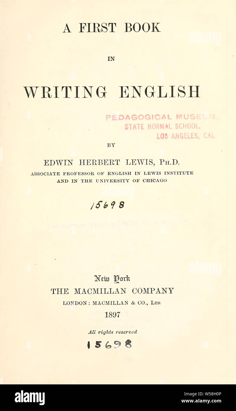 A first book in writing English : Lewis, Edwin Herbert, 1866-1938 Stock ...