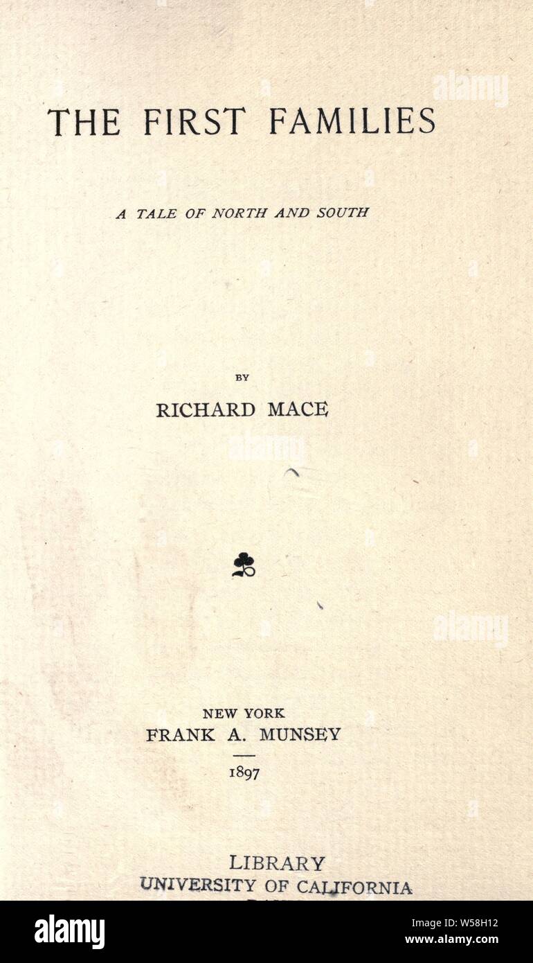 The first families : Mace, Richard Stock Photo - Alamy