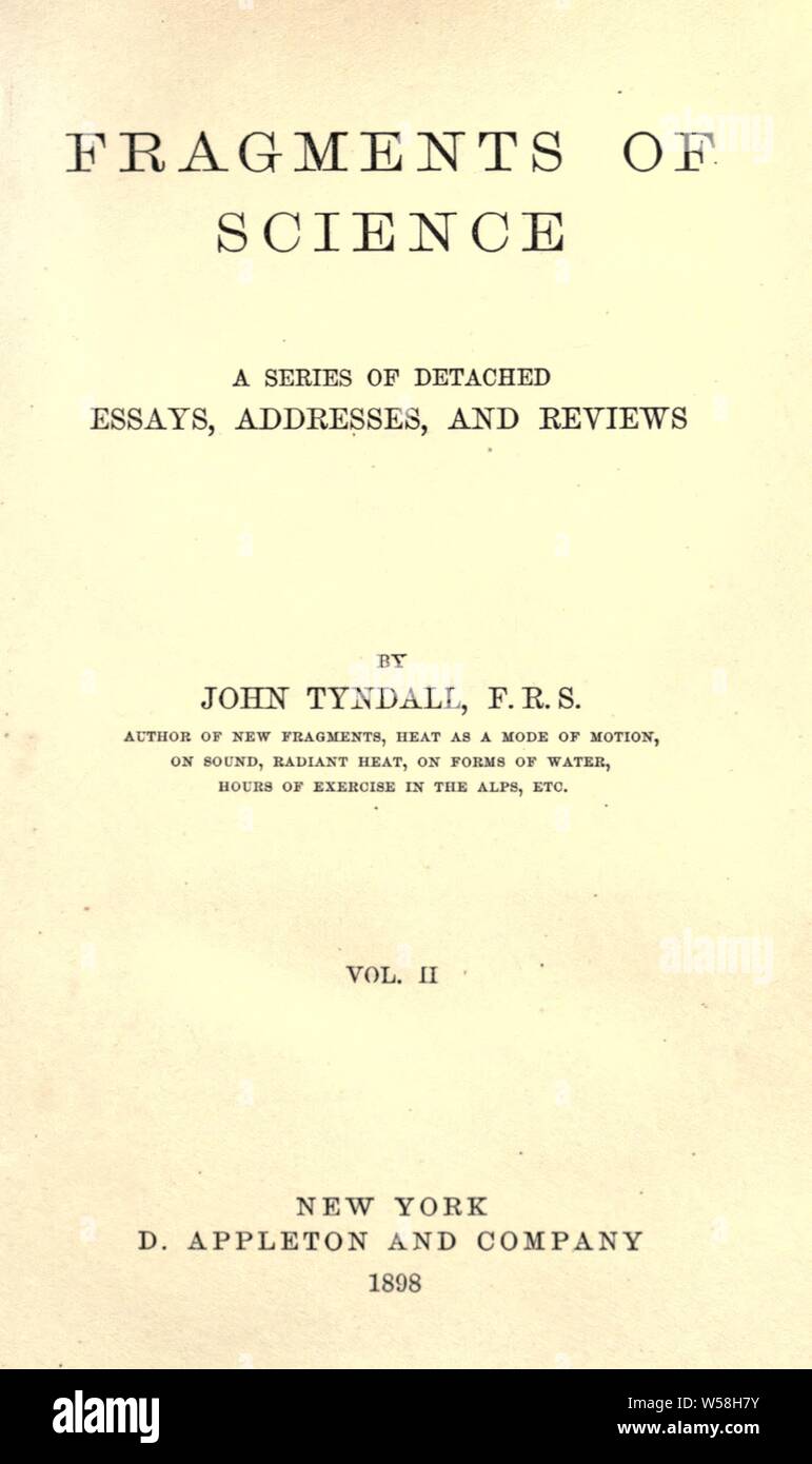 Fragments of science : Tyndall, John, 1820-1893 Stock Photo - Alamy