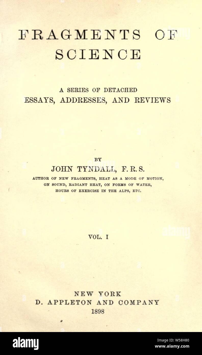 Fragments of science : Tyndall, John, 1820-1893 Stock Photo - Alamy