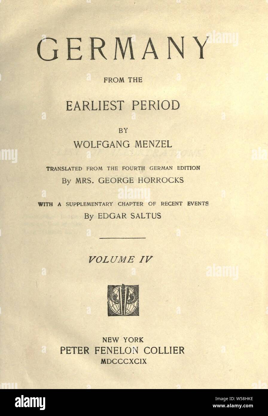 Germany : from the earliest period : Menzel, Wolfgang, 1798-1873 Stock ...