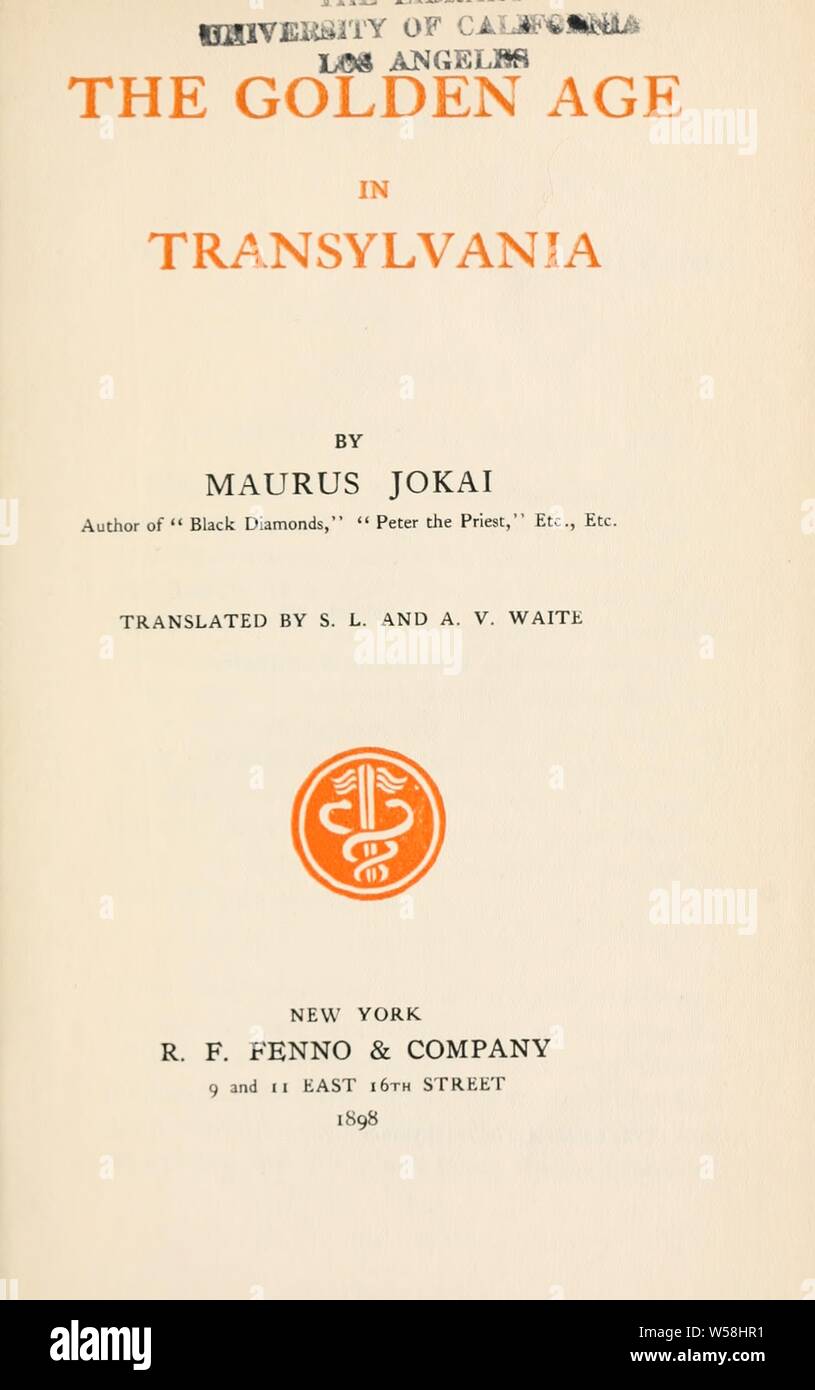 The golden age in Transylvania : Jókai, Mór, 1825-1904 Stock Photo - Alamy