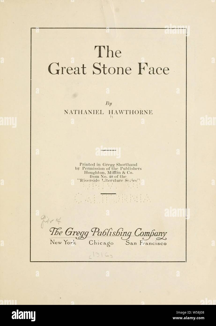 The great stone face : Hawthorne, Nathaniel, 1804-1864 Stock Photo - Alamy