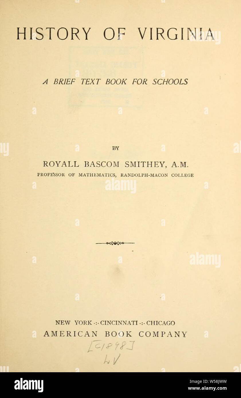 History of Virginia; a brief text-book for schools : Smithey, Royall ...
