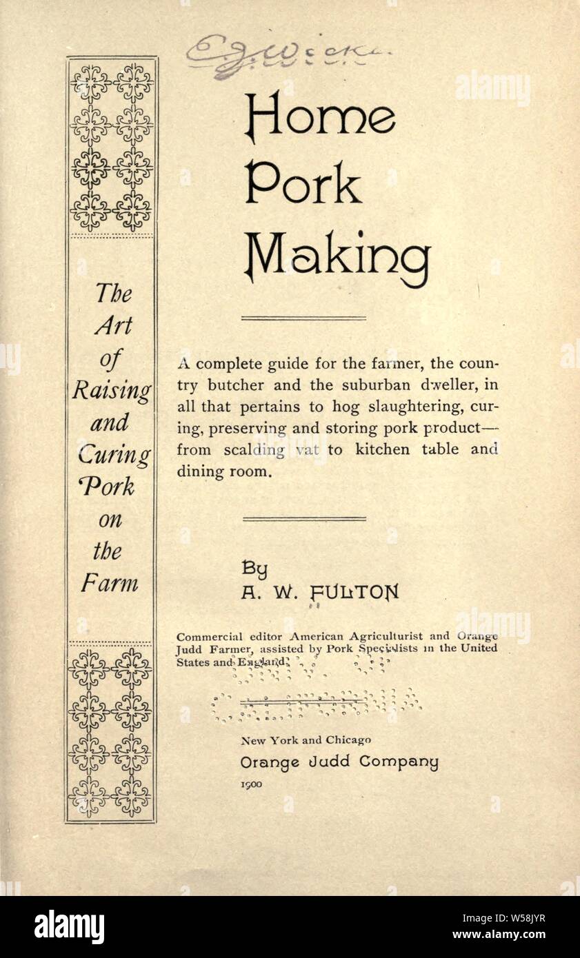 Home pork making; a complete guide ... in all that pertains to hog ...