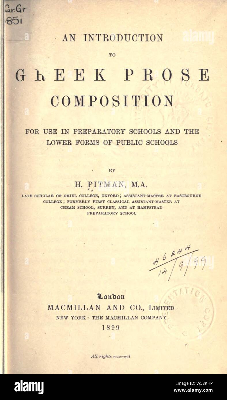 An introduction to Greek prose composition, for use in preparatory ...