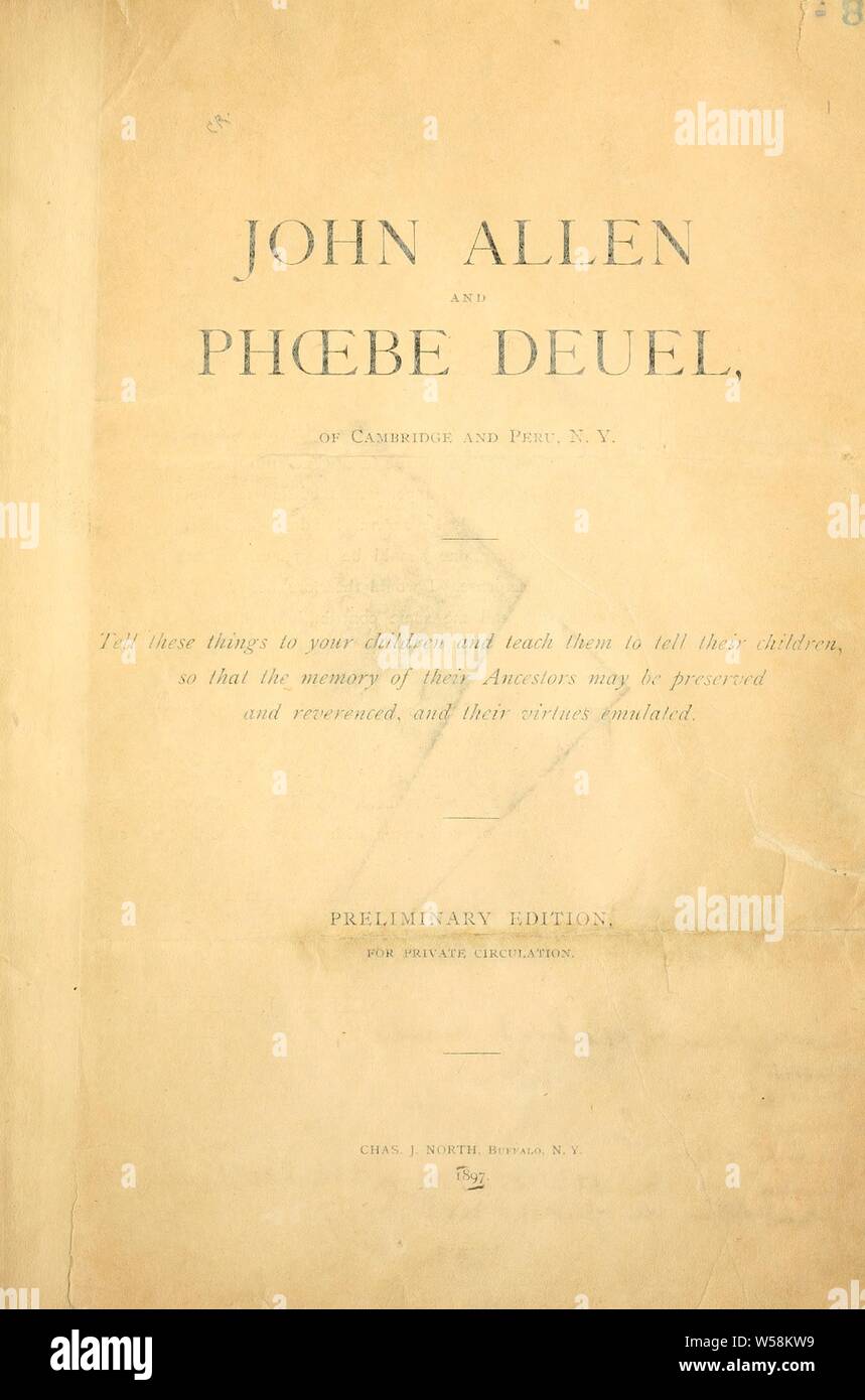 John Allen and Phoebe Deuel of Cambridge and Peru, N.Y Stock Photo - Alamy