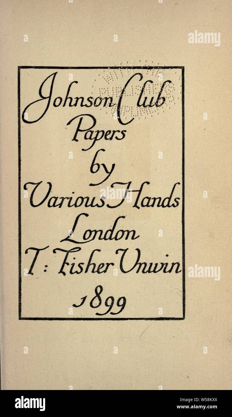 Johnson Club papers by various hands : Johnson Club, London Stock Photo ...