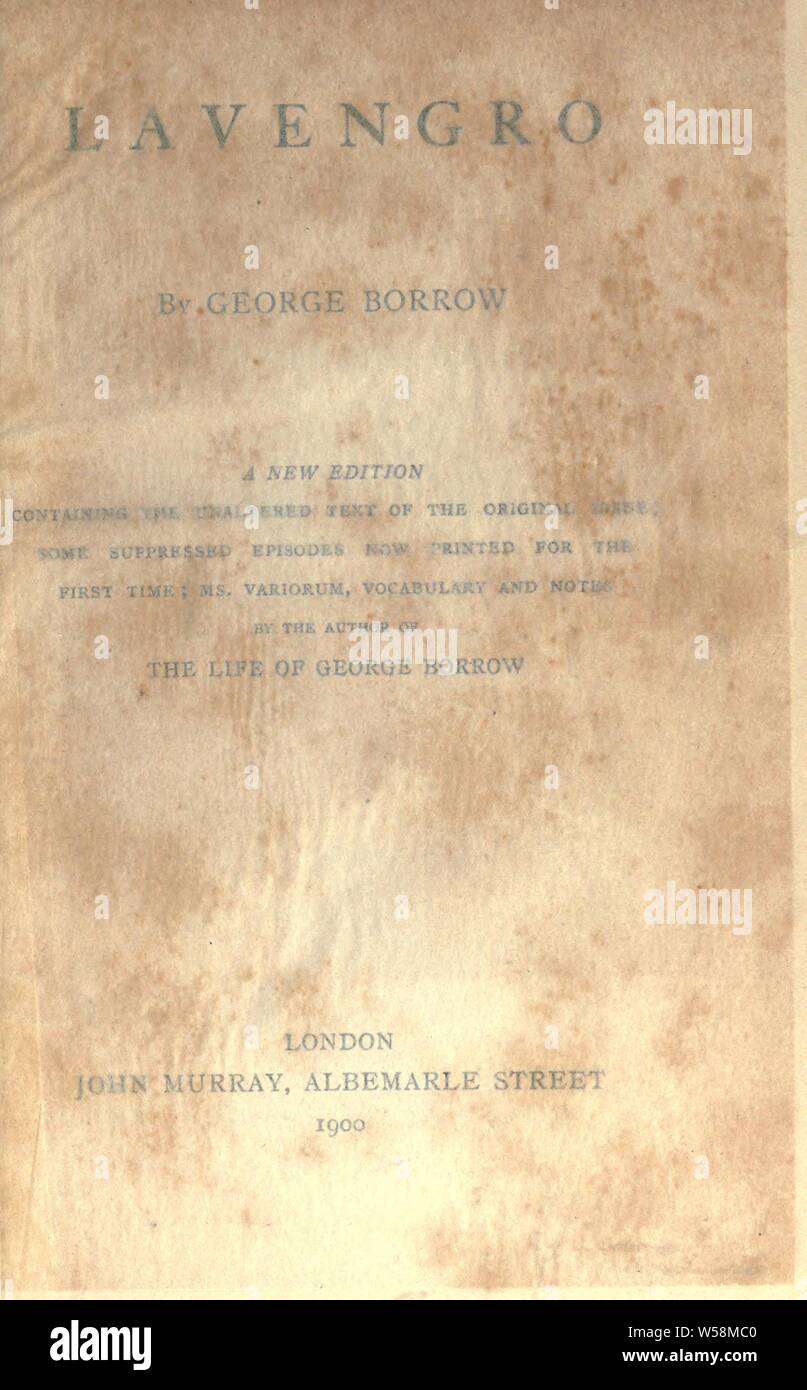 Lavengro : Borrow, George Henry, 1803-1881 Stock Photo - Alamy