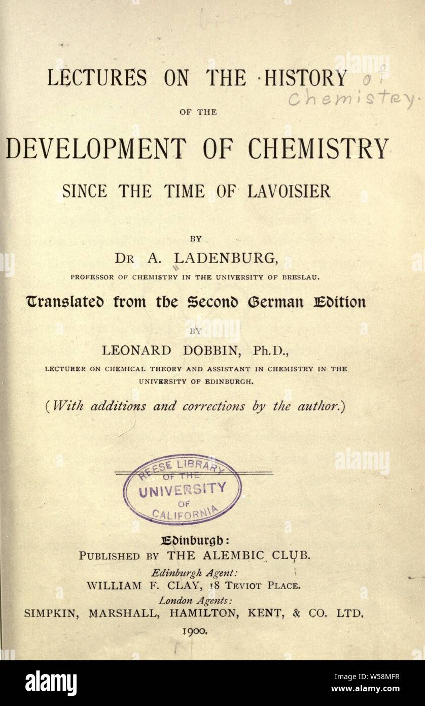 History of chemistry hi-res stock photography and images - Alamy