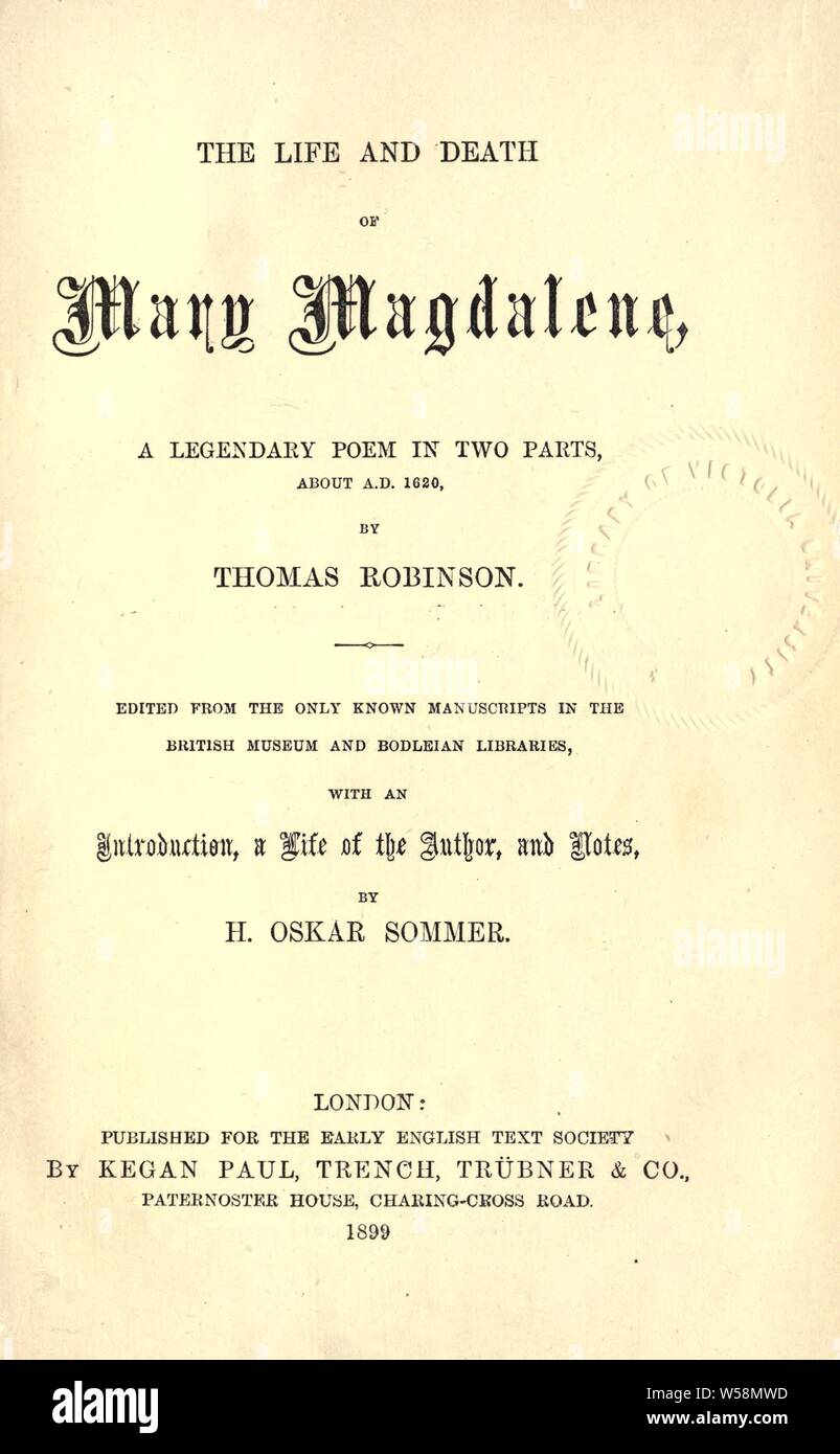 The life and death of Mary Magdalene : a legendary poem in two parts ...
