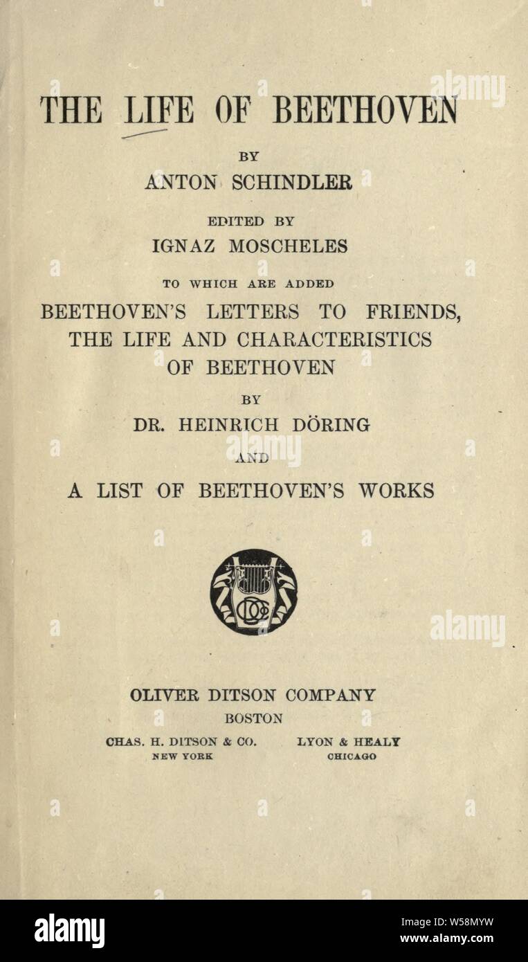 The life of Beethoven : Schindler, Anton, 1795-1864 Stock Photo - Alamy