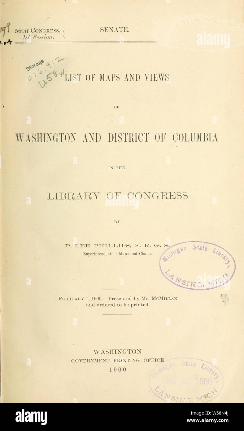 List of maps and views of Washington and District of Columbia in the ...