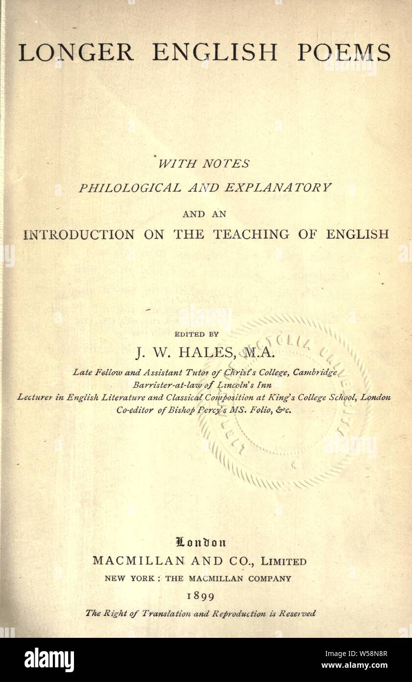 Longer english poems hi-res stock photography and images - Alamy